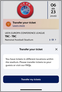 What shall I do if I have mobile tickets with seats in different locations of the stadium ...